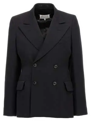 MAISON MARGIELA Double-breasted Wool Blazer - Black