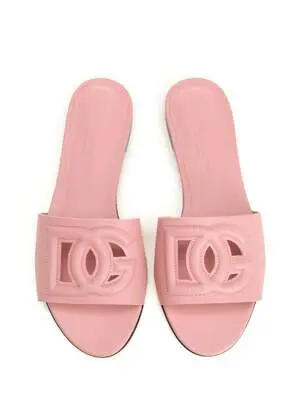 Dolce & Gabbana Calfskin Slides With Dg Logo - Multicolor