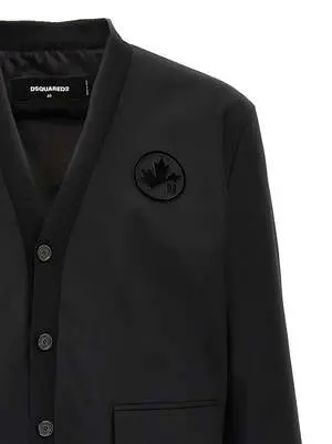 Dsquared2 Worsted Wool Cardigan With Logo Embroidery