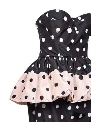 Fendi Black Printed Taffeta Bustier Minidress