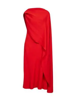 Balenciaga And Wool Crepe Draped Dress - Multicolor