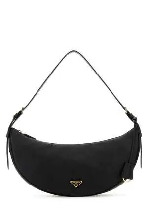 Prada Leather Demi-lune Crossbody Bag - Black