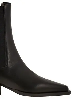 Brunello Cucinelli Classic Leather Chelsea Boots With Embellished Block Heels - Black