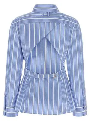 Jacquemus Chemise De Costume" Cotton Poplin Striped Shirt With Jacquard Logo