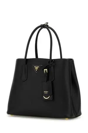 Prada Leather Small Double Handbag - Black