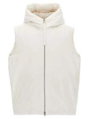 JIL SANDER 01' Padded Nylon Vest With Hood - White