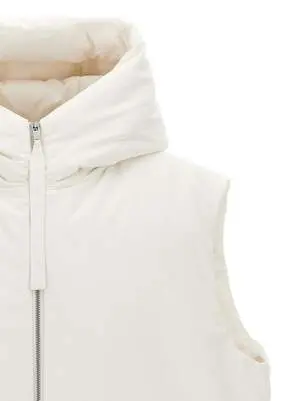 JIL SANDER 01' Padded Nylon Vest With Hood - White