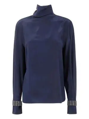 Brunello Cucinelli Silk Blouse With Decorative Cuffs - Multicolor