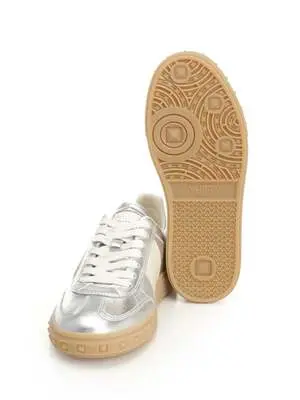 Valentino Garavani Upvillage Sneaker In Laminated Calfskin - Silver