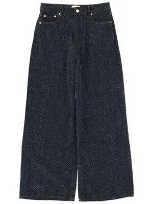 GANNI Tweed Baggy Jeans - Blue