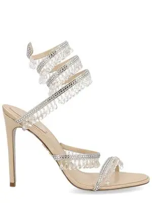 Rene Caovilla Embellished Leather Sandals - Cream