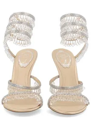 Rene Caovilla Embellished Leather Sandals - Cream