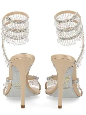 Rene Caovilla Embellished Leather Sandals - Cream