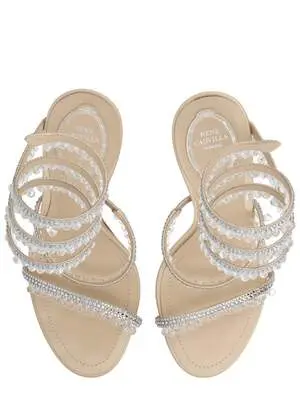 Rene Caovilla Embellished Leather Sandals - Cream