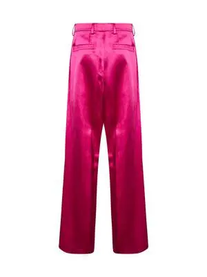 Dries Van Noten Fuchsia Satin Wide-leg Trousers - Multicolor