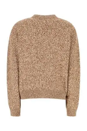 Versace Two-tone Wool Blend Cardigan With Gold-tone Hardware