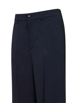 Gucci Dark Blue Viscose And Silk Jacquard Trousers
