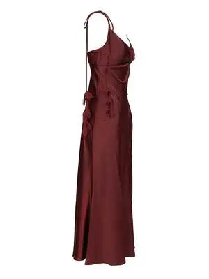 SELF-PORTRAIT Satin Midi Dress With Floral Detail