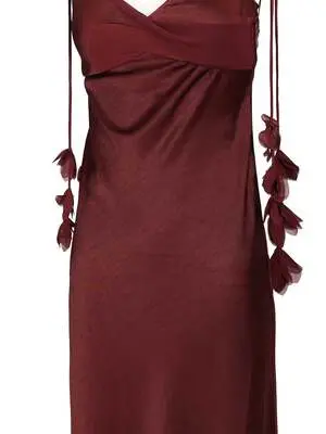 SELF-PORTRAIT Satin Midi Dress With Floral Detail