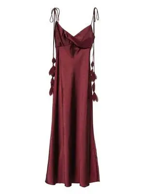 SELF-PORTRAIT Satin Midi Dress With Floral Detail - Multicolor
