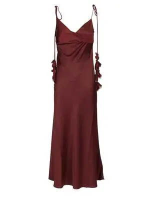 SELF-PORTRAIT Satin Midi Dress With Floral Detail - Multicolor