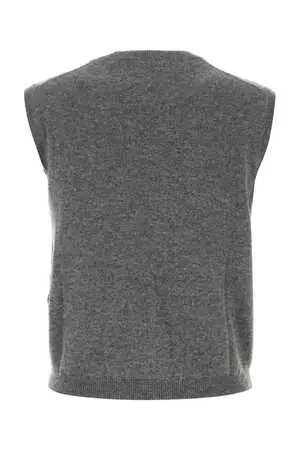 FERRAGAMO Salvatore Grey Stretch Cashmere Blend Vest - Gray