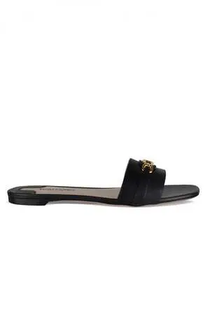 TOM FORD Tom Ford Whitney Leather Sandals With Gold Chain Detail Black