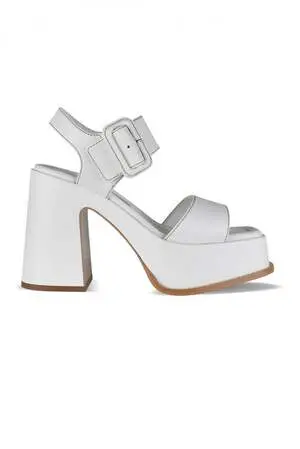 Stella McCartney Platform Sandals With Buckle Closure And Contrast Stitching - White