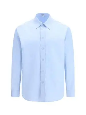 Loewe Loewe Men Classic Cotton Shirt With Embroidered Anagram Logo Blue