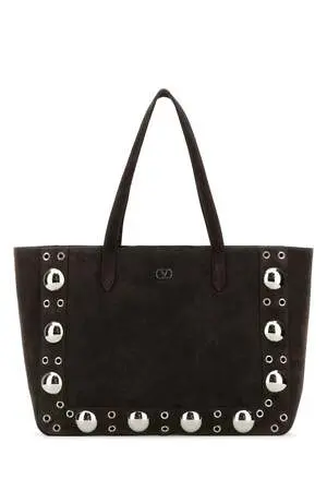 Valentino Garavani Valentino Garavani Suede Shopping Bag With Studded Detail Brown