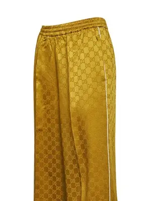 Gucci Gold Gg Jacquard Viscose Blend Trousers