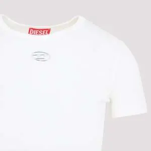 DIESEL® T-ele-long-od Ribbed Cotton T-shirt - White