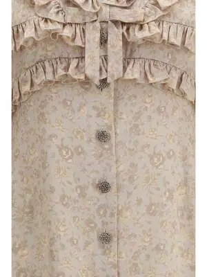 Alessandra Rich Floral Print Ruffle Dress