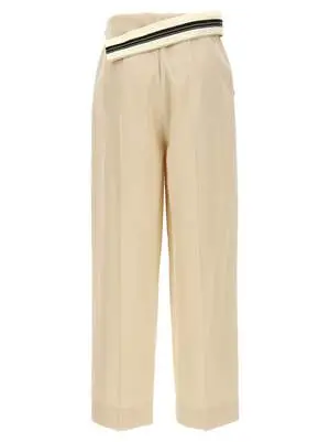 Fendi Roma Gabardine Trousers - Cream