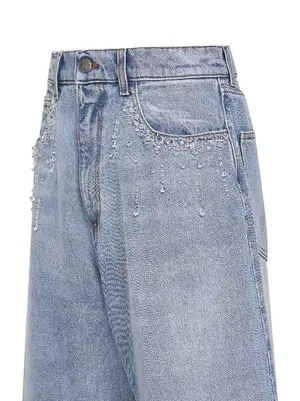 Giuseppe Di Morabito Embellished Wide Leg Denim Jeans - Multicolor
