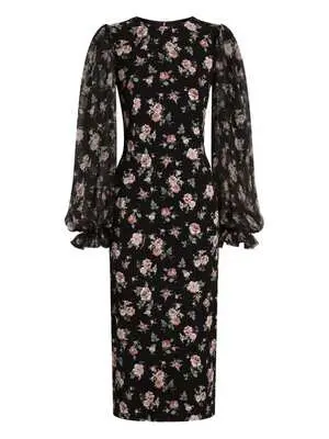 Dolce & Gabbana Floral Silk Blend Midi Dress - Multicolor