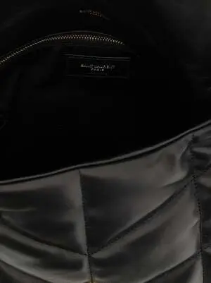 Saint Laurent Loulou Puffer Medium Shoulder Bag In Calf Leather - Black