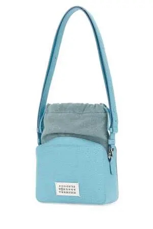 MAISON MARGIELA 5ac Bucket Bag In Leather And Fabric - Blue