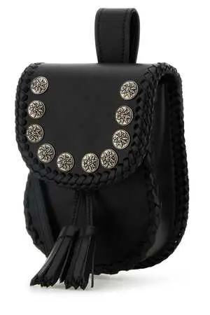 Prada Leather Crossbody Bag With Embellishments - Black
