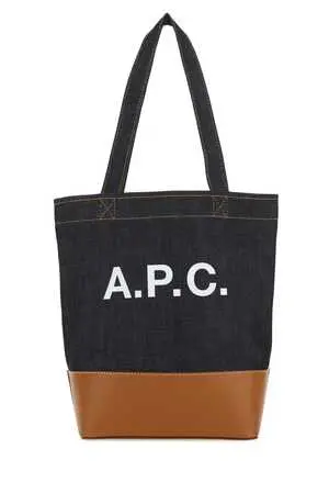 A.p.c. Two-tone Denim And Leather Shopping Bag - Multicolor