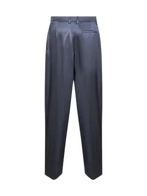 Giorgio Armani Light Blue Double Silk Satin One-pleat Trousers