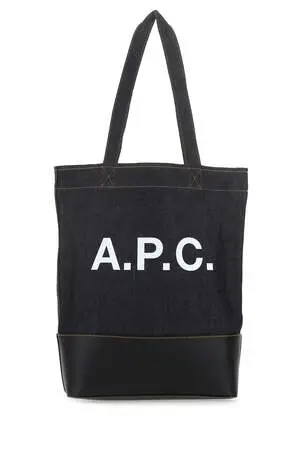 A.p.c. Denim And Leather Tote Bag - Blue