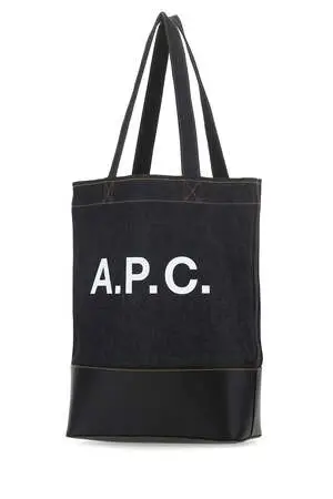 A.p.c. Denim And Leather Tote Bag - Blue