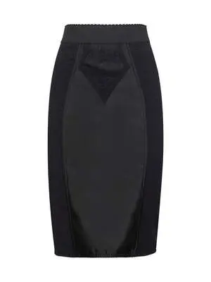 Dolce & Gabbana Black Lace And Marquisette Elastic Midi Skirt - Multicolor