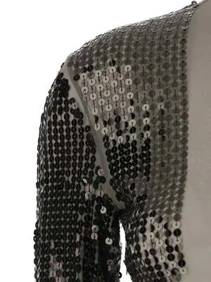Rick Owens Sequin-embellished Crewneck Long Sleeve Top - Silver