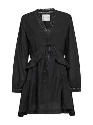 Isabel Marant Étoile Black Gauze And Lace Damya Mini Dress - Multicolor