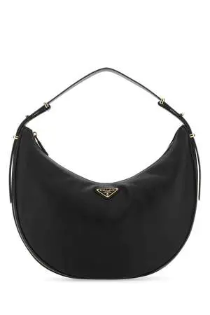 Prada Leather Crescent Shoulder Bag - Black