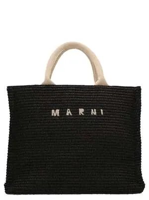 Marni Raffia Mini Tote Shopping Bag - Black