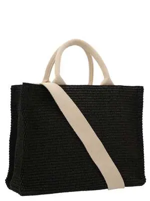 Marni Raffia Mini Tote Shopping Bag - Black