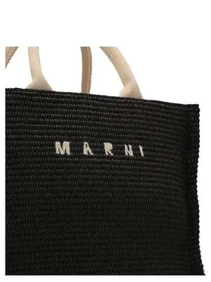 Marni Raffia Mini Tote Shopping Bag - Black